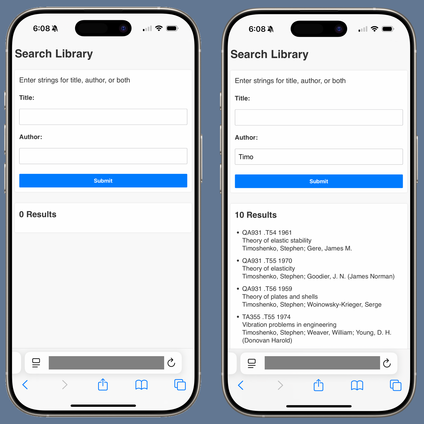 Library search via web page - All this